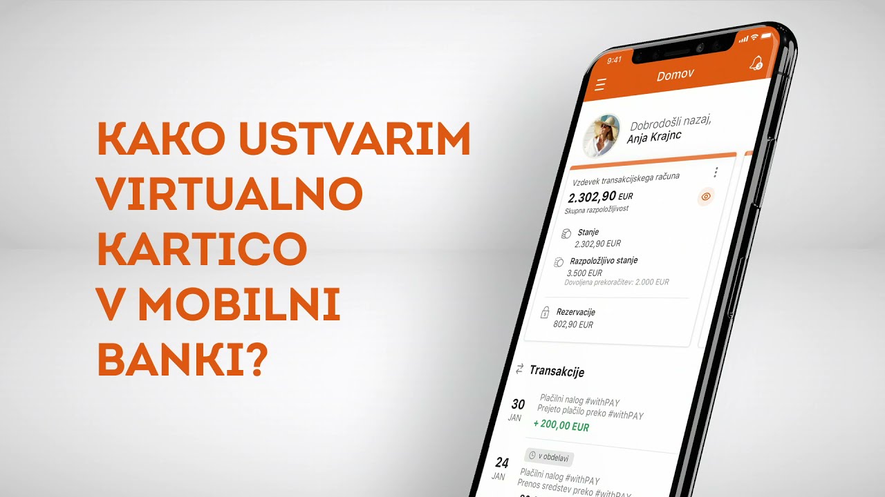 Mobilna banka: Kreiranje virtualne kartice - YouTube