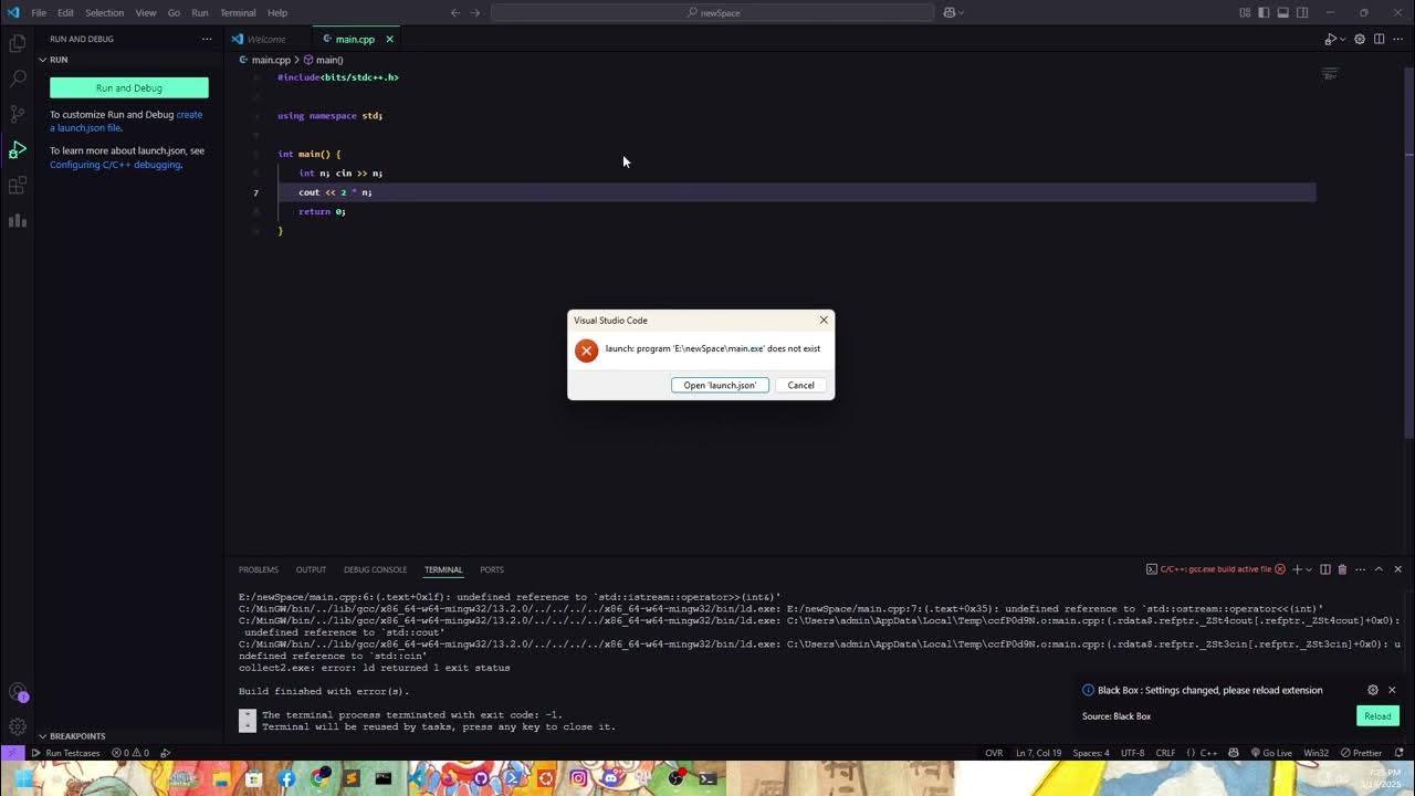 Cách fix lỗi launch: program "...main.exe' does not exist" trên VSCode - YouTube