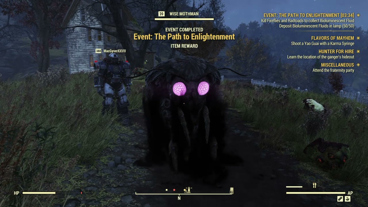 Mothman appearance Fallout 76 - YouTube