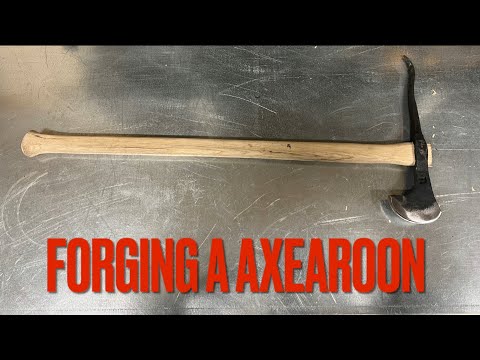 Forging a Axearoon from a railroad spike - YouTube