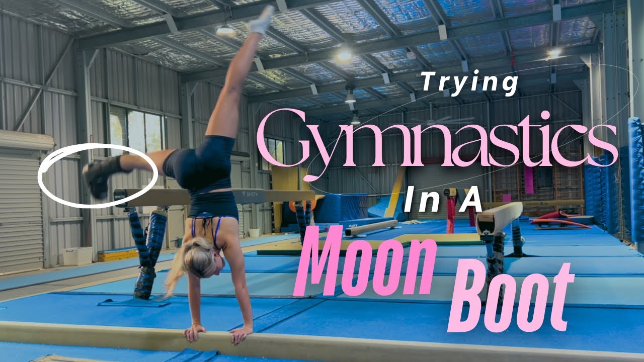 Gymnastics in a moon boot: training with an injury. - YouTube