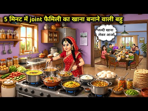 5 मिनट में जॉइंट फैमिली का खाना बनाने वाली बहु||Cartoon Videos||Daughter-in-law who cooks food for 