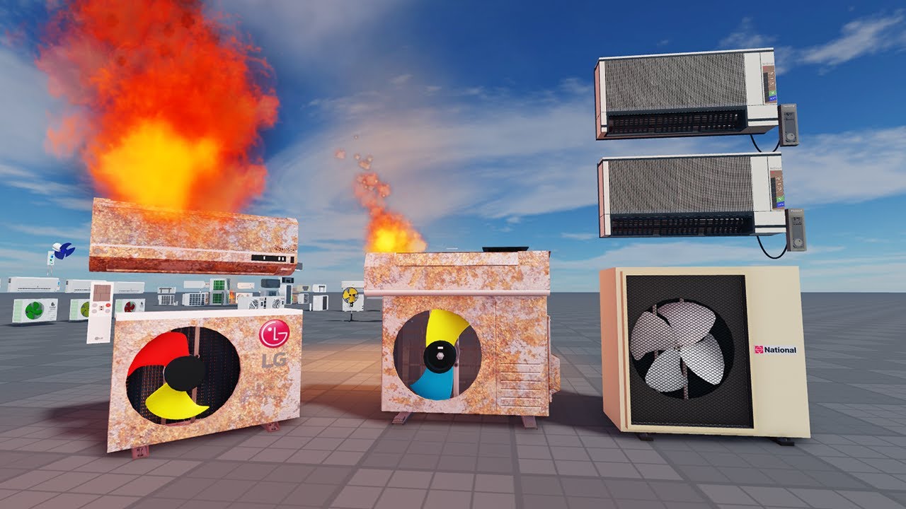 1 Unit Air Conditioner Burned in Testing AC | Roblox Funny Game - YouTube