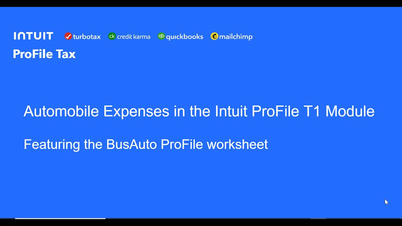 Business auto in Intuit ProFile T1 - YouTube