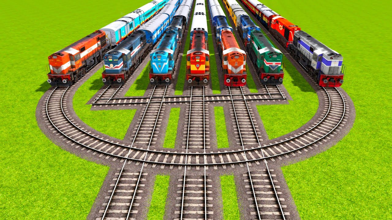 TWO TWISTED RAILROAD TRACKS TRAINS VS UNDER SQUARE FIVE RAILWAY TRACKS ...
