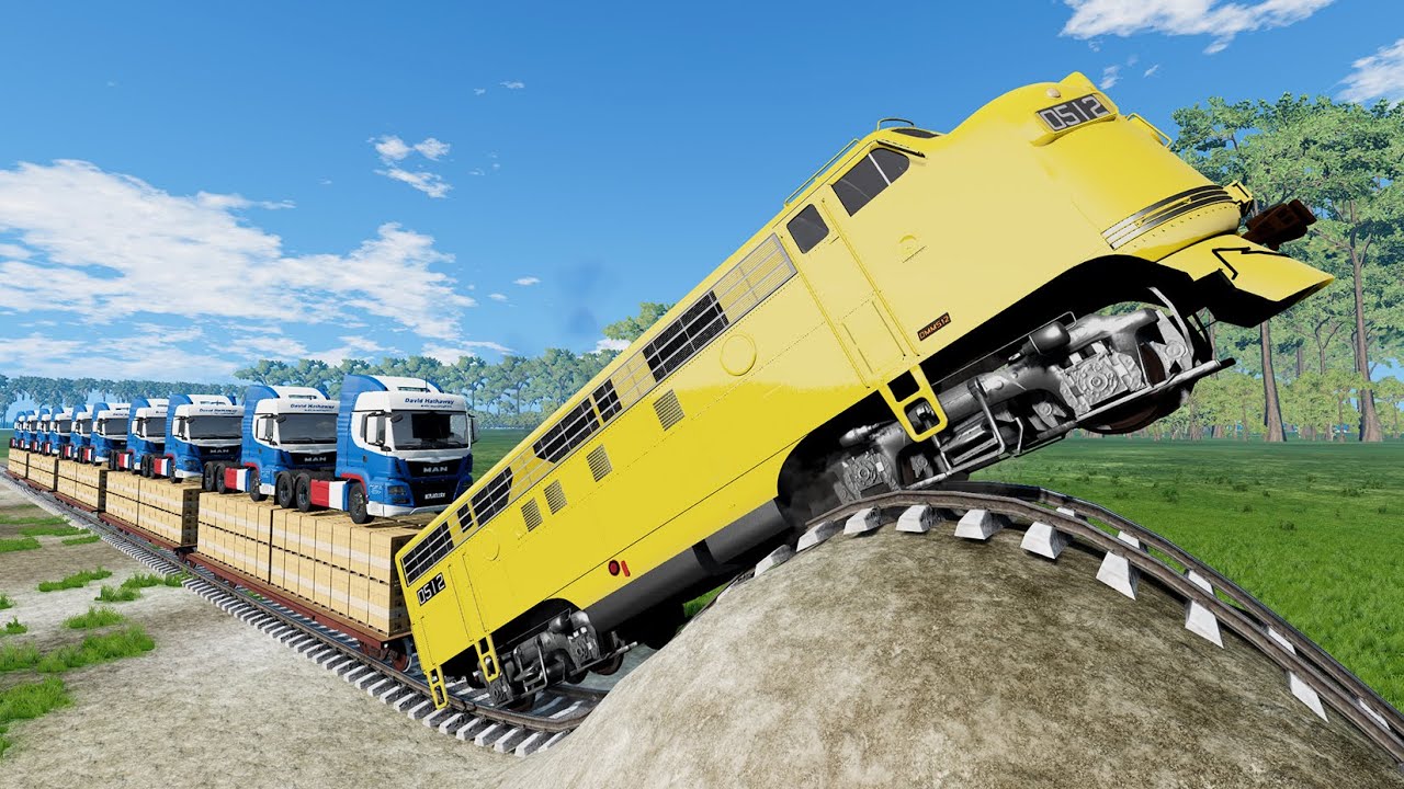 Trains Vs Bulged Rail #40 - Beamng.Drive - YouTube