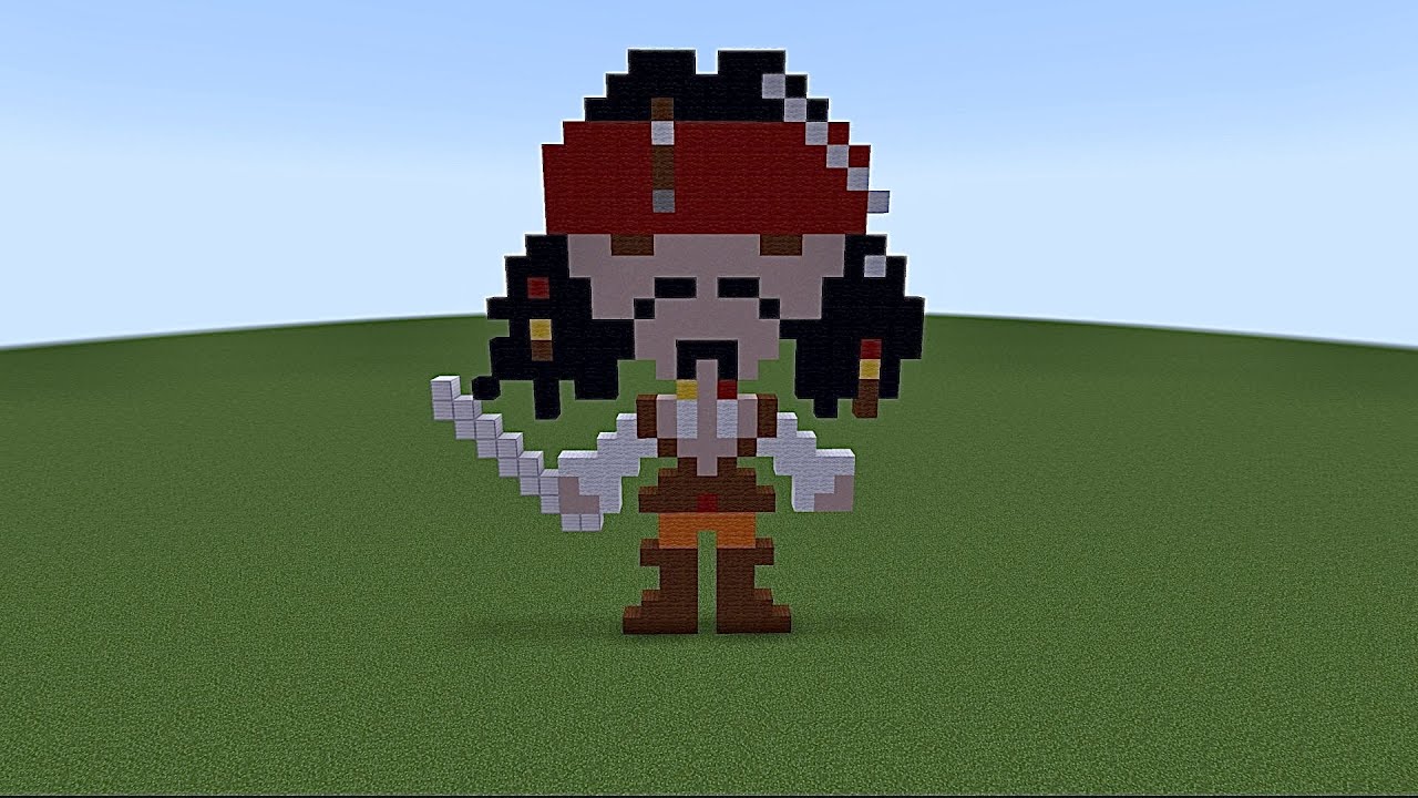 How To Build JACK SPARROW 🏴‍☠️ Pixel Art In Minecraft - YouTube