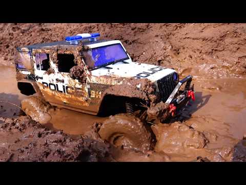 Police car in mud and dirty water. - YouTube