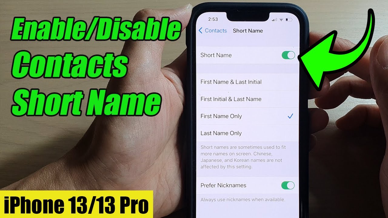 iPhone 13/13 Pro: How to Enable/Disable Contacts Short Name - YouTube