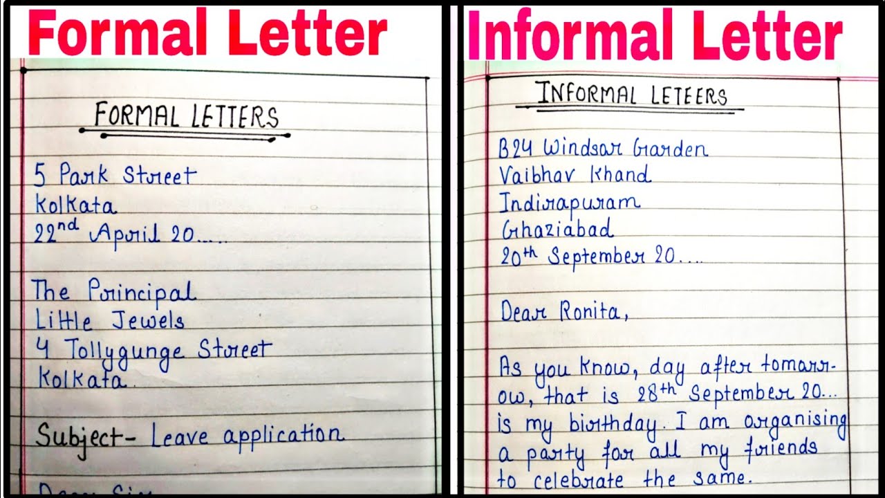 Format of Formal and Informal letter || How to write a letter ||Formal ...