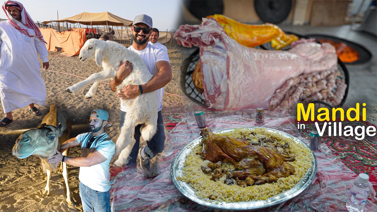 Making Full Goat MANDI in Arab Village & Trying Camel Milk With Saudi ...