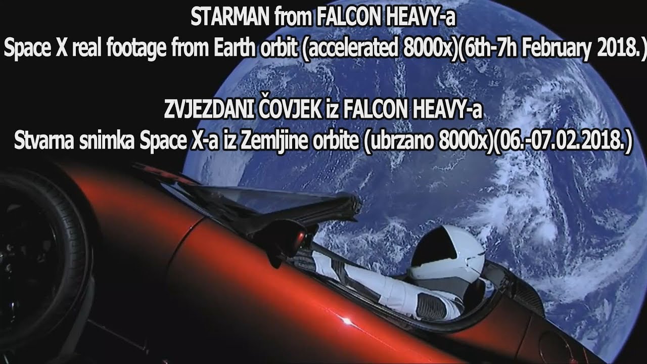 STARMAN - Space X real footage from Earth orbit (accelerated 8000x)(6th ...