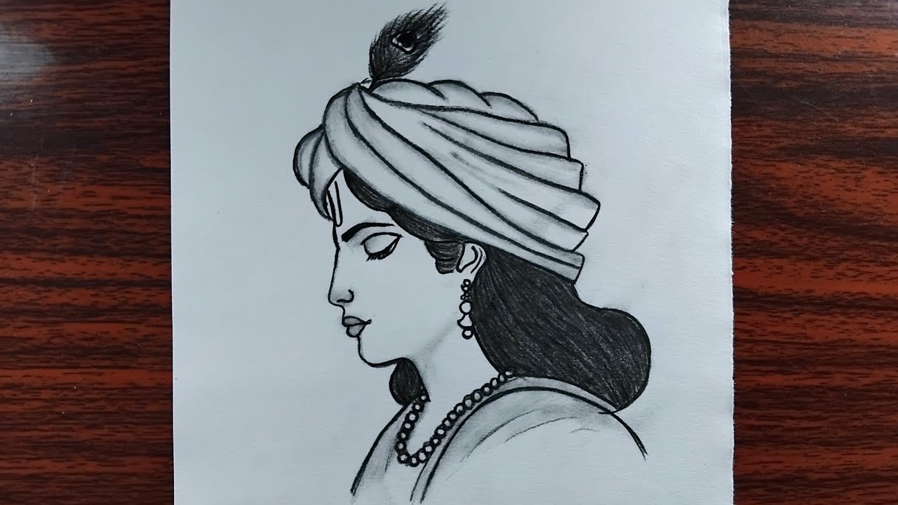 Krishnan Drawing- Easy step by step with pencil || Krishna drawing ...