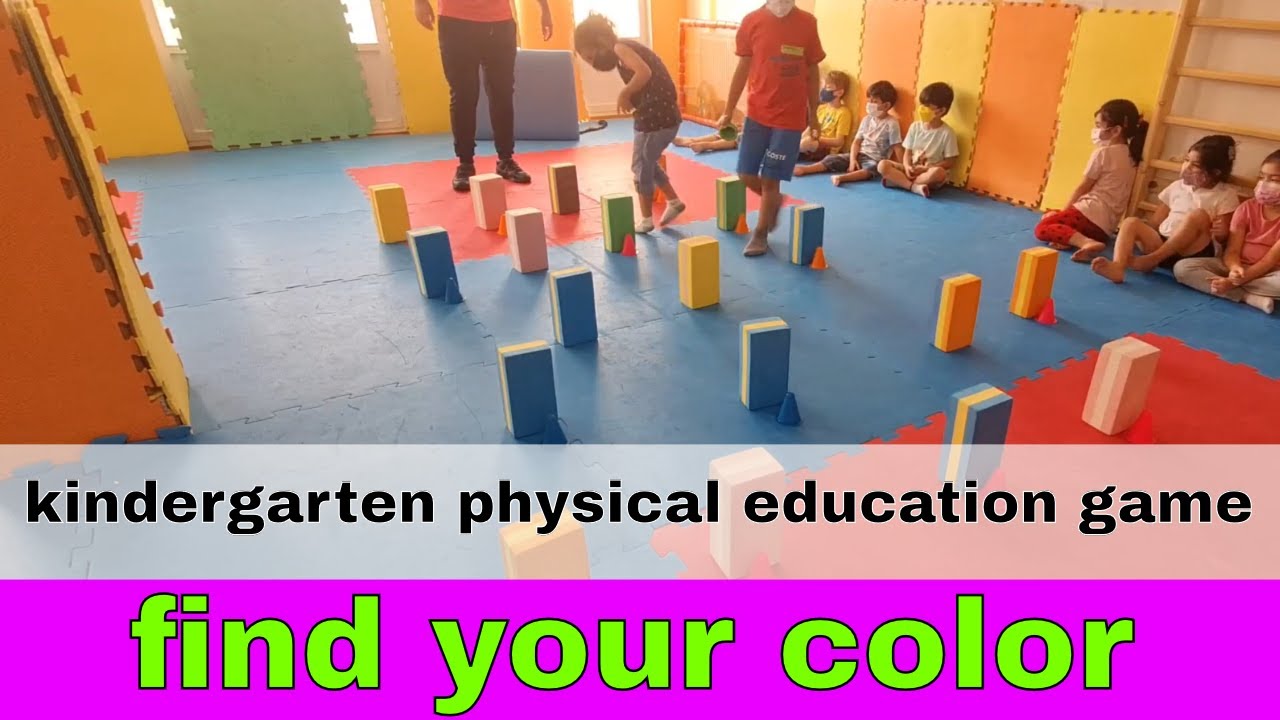 kindergarten physical education game | find your color - YouTube