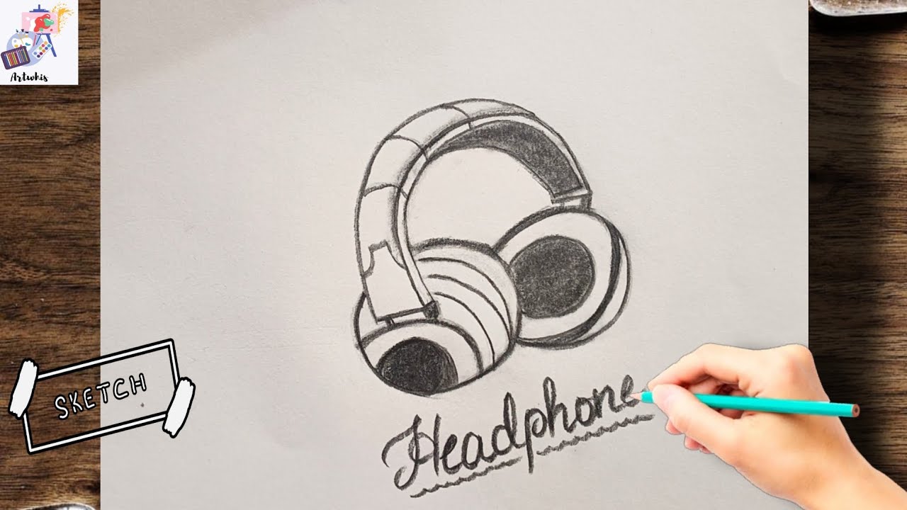 Easy Headphone sketch ||Pencil Drawing Tutorial ||how to draw headphone ...