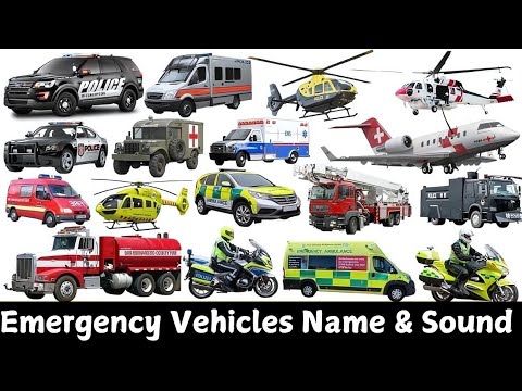 Emergency Vehicles Vocabulary in English / Vehicle Name and Sounds ...