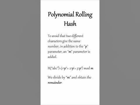 Polynomial Rolling Hash Algorithm Explained with Visualization - YouTube