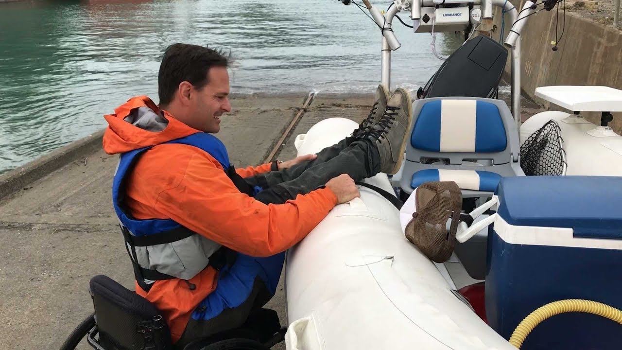 Mike's Wheelchair to Boat Transfer and Fishing Setup - YouTube
