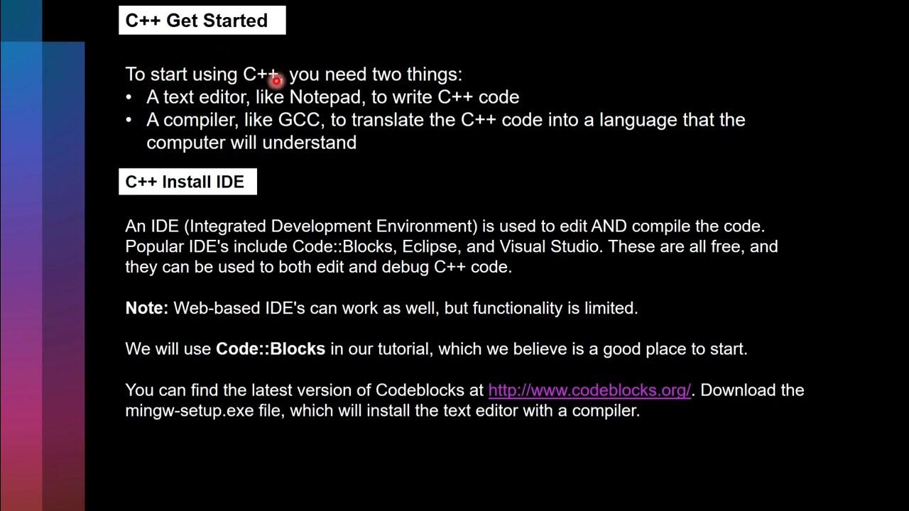 1.2 Getting Started with C++ || Install C++ Editor (CodeBlocks) and Compiler (mingw) GCC ...