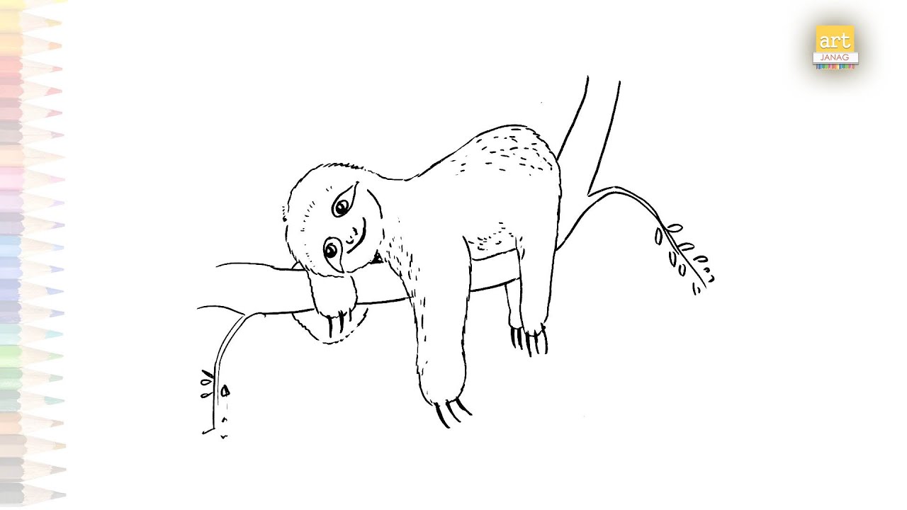 Cute little sloth drawing | Easy drawing tutorials | How to draw little ...