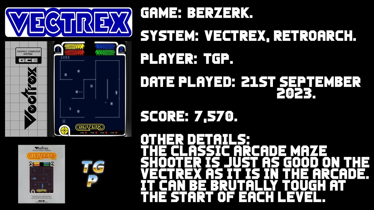 Berzerk - Vectrex - Retroarch - 7,570 points. - YouTube