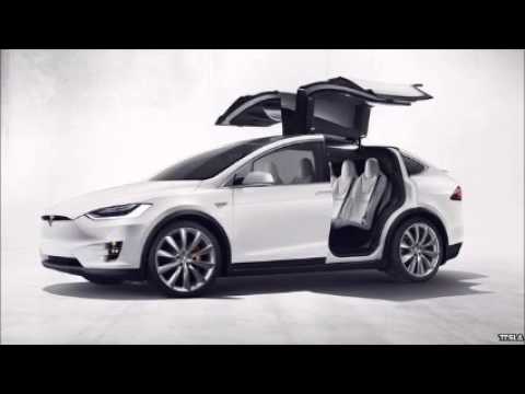 Tesla unveils Model X car with Falcon Wing doors - YouTube