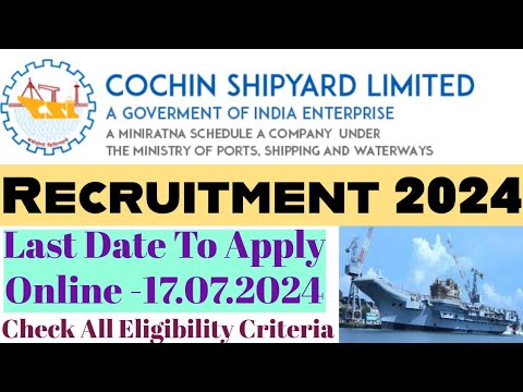 Cochin Shipyard Ltd Project Officer Recruitment 2024 .CSL,Cochin ...