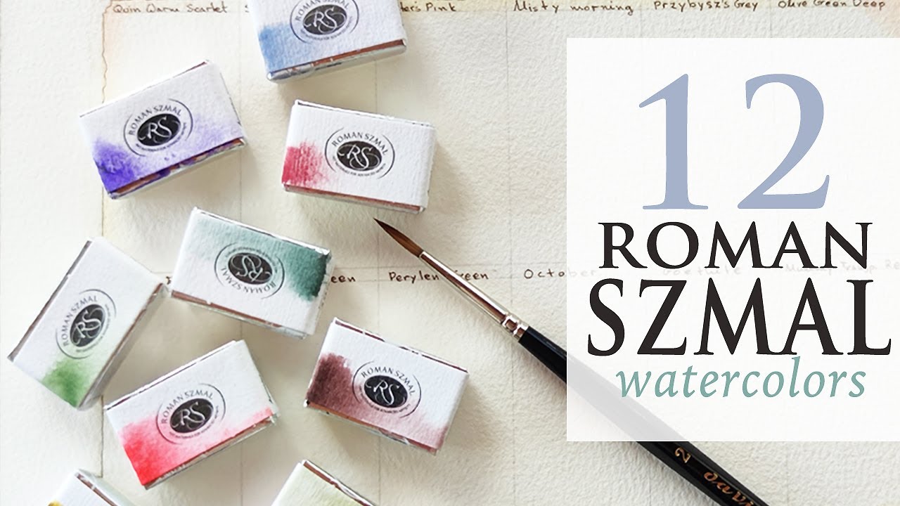 Roman Szmal - swatching 12 beautiful watercolors 🥰🎨 - YouTube