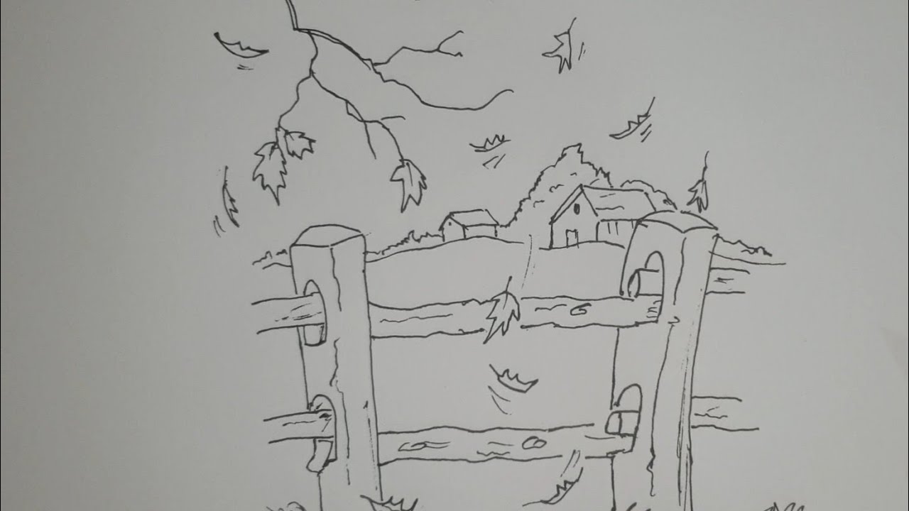 Kako nacrtati Jesenji pejzaz (jesen u selu)/How to draw Autumn in ...