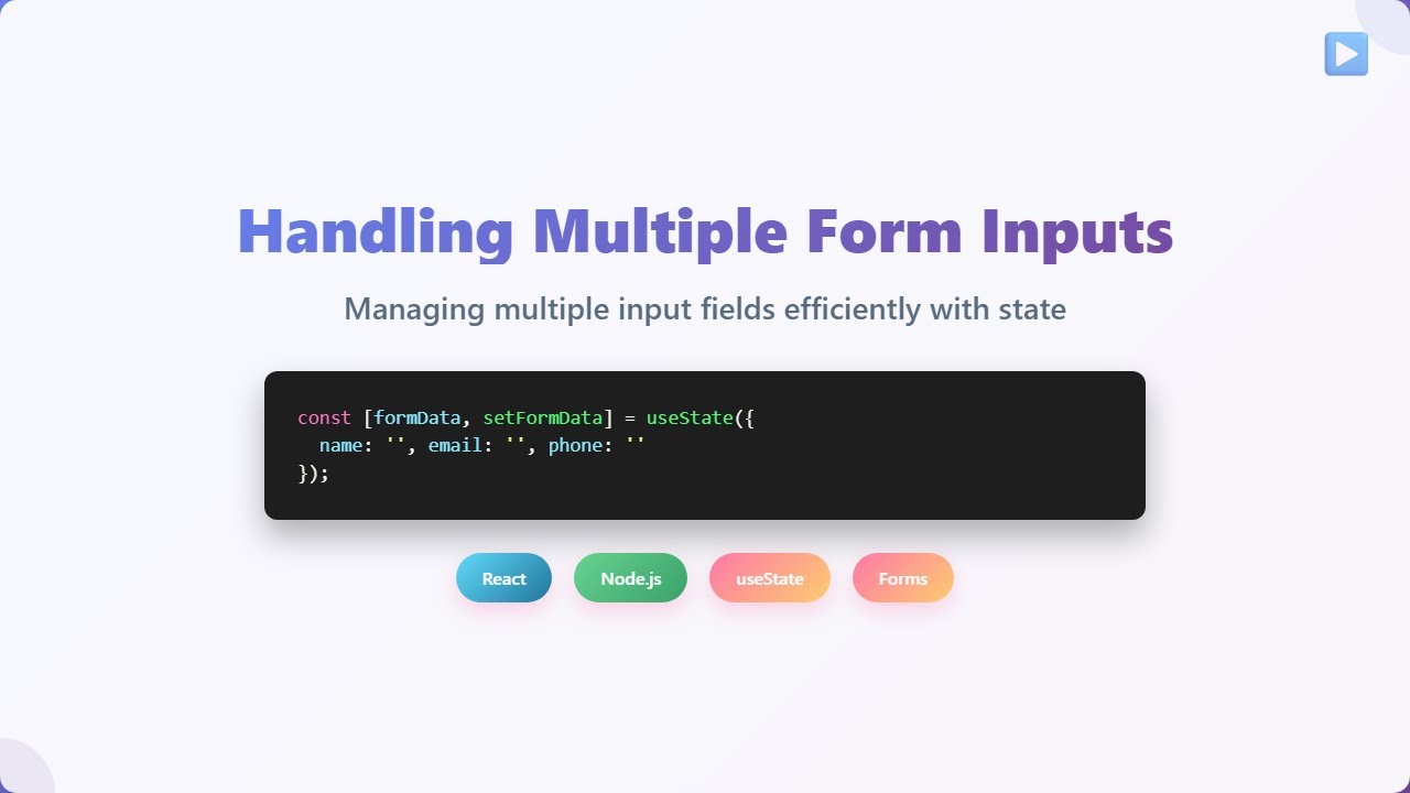 React Forms: Mastering Multiple Input Handling with useState & useReducer - YouTube