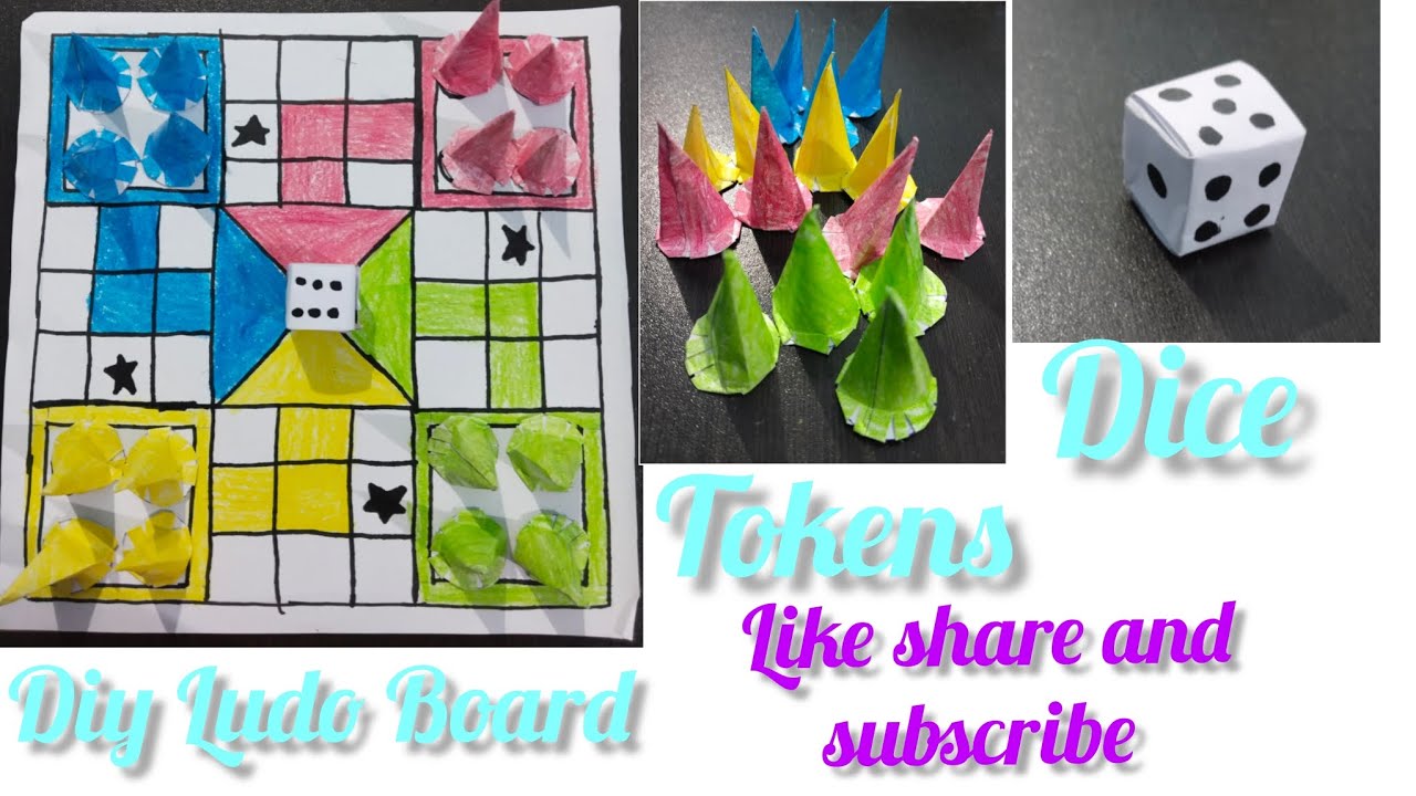 Diy Ludo Board along with tokens and dice | Please like share and ...