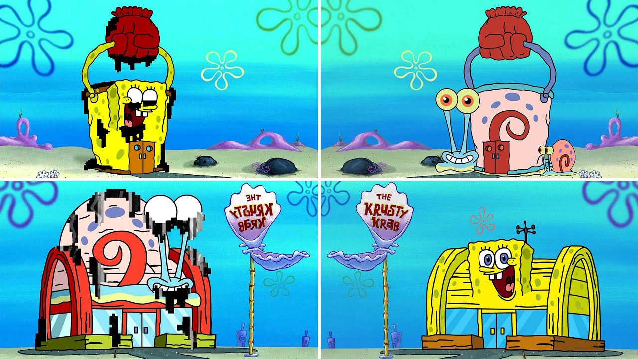 SpongeBob fake house Pibby Glitch compilation - YouTube