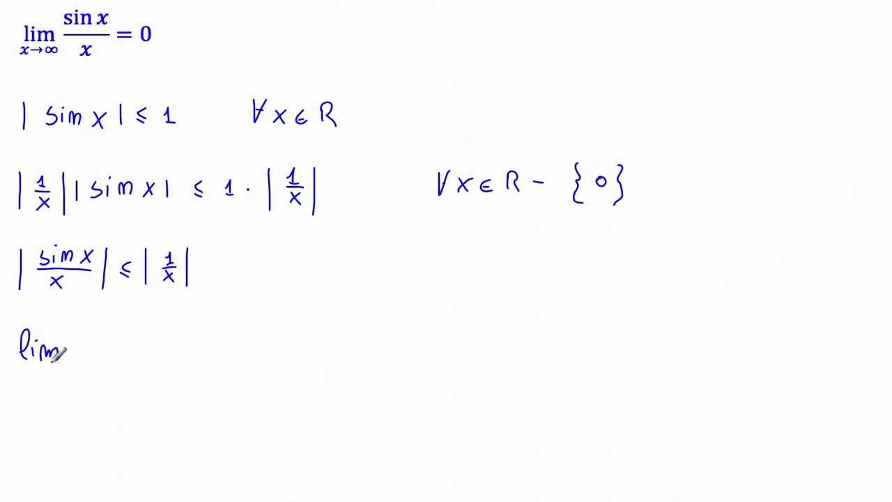 Verifica che lim [sin(x)/x] = 0, per x→∞ (secondo teorema del confronto ...