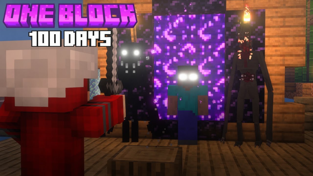 Surviving ONE BLOCK Minecraft For 100 Days But With HORROR MODS ...
