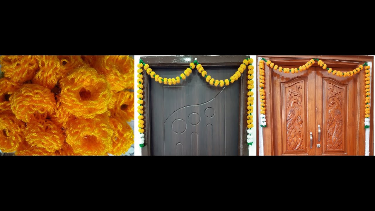 Woolen Marigold Toran|Garland|DIY Marigold flowers|Crochet Marigold ...