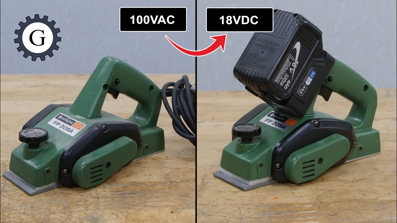 100V Electric Planer to 18V Battery Cordless Planer - YouTube