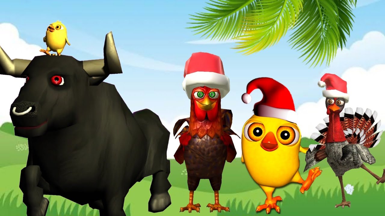 El Pollito Pìo | El Dinosaurio y Toro contra El Tractor | Os Pollitos ...
