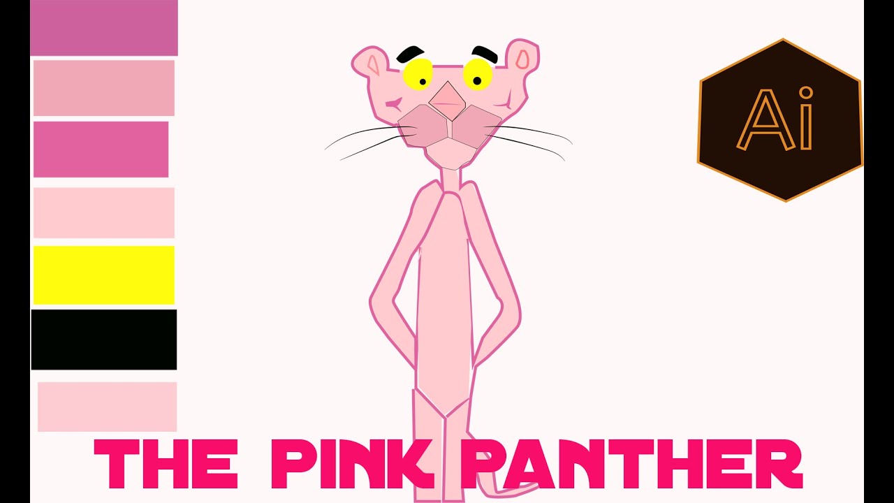 How To Make Pink Panther Vector Art Design In Adobe Illustrator ...