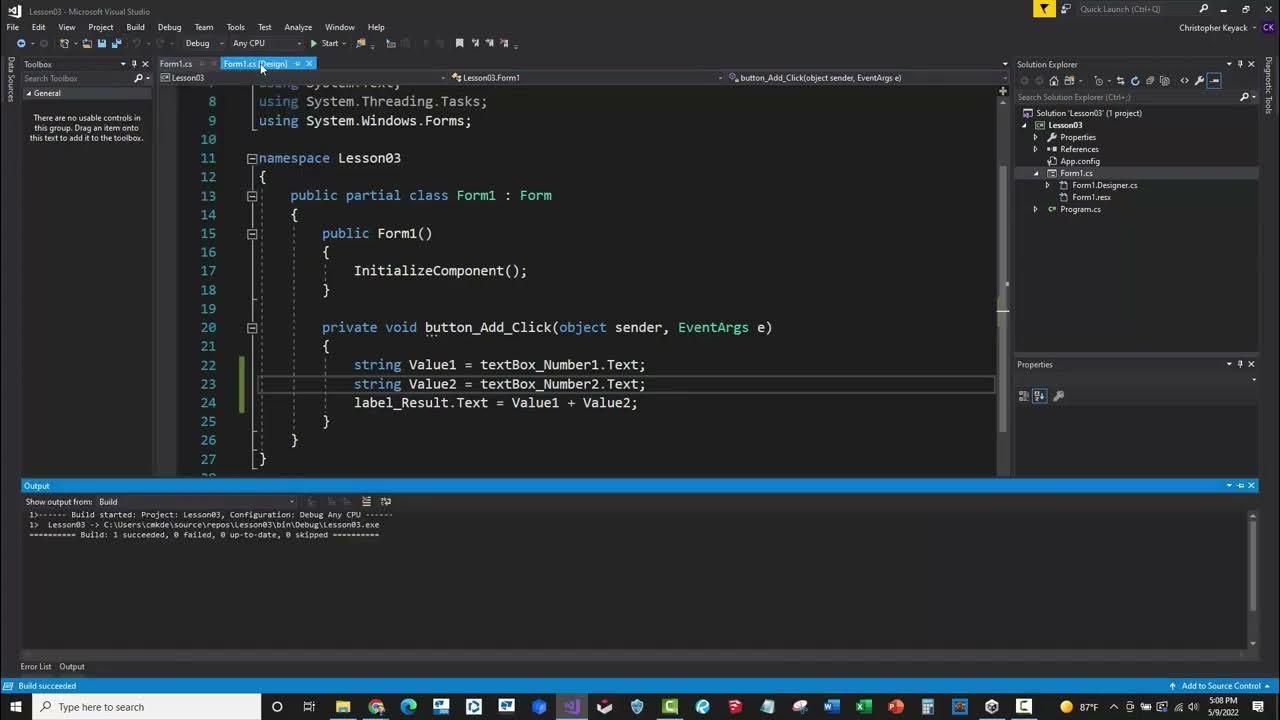 C# Training - 04 - Addition Calculator Code Logic - YouTube
