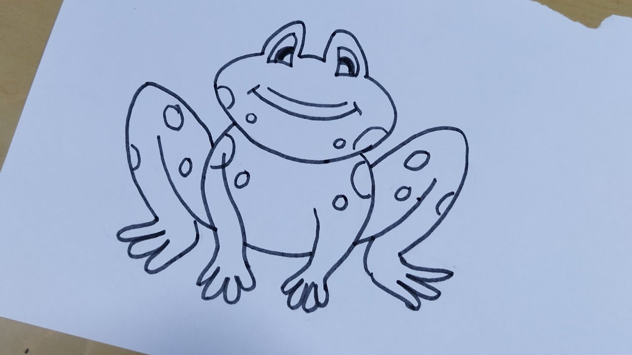 Frog drawing | simple way to draw a frag | frag art | frag drawing for ...