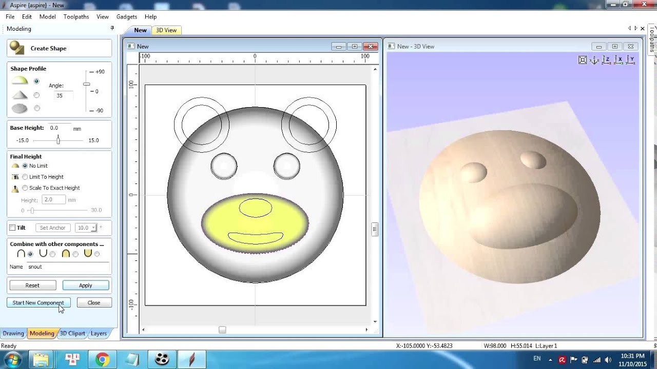 Hướng dẫn sử dụng Aspire (tutorial): vẽ và tạo bản khắc 3D đơn giản ...