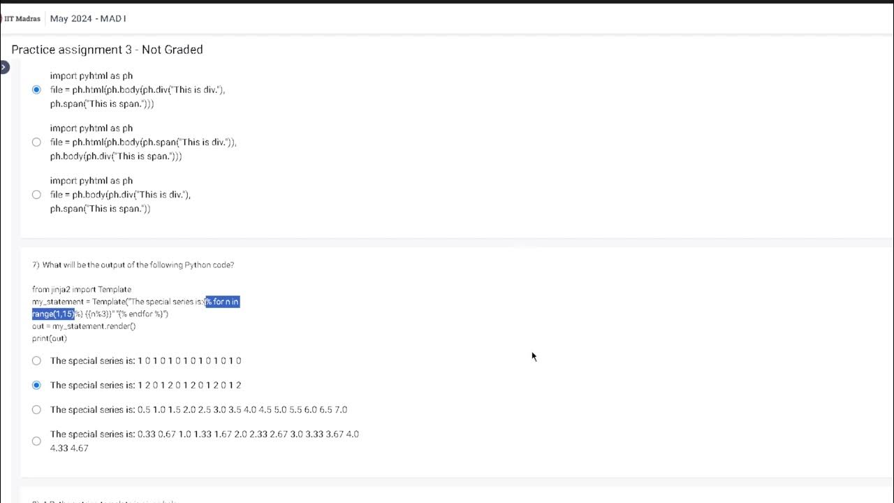 Practice and Graded Assignments _ WEEK - 3 _ MAD-1 - YouTube