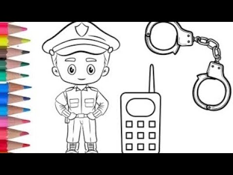 how to draw policeman | easy step bye step | kids drawing / Toddlers ...