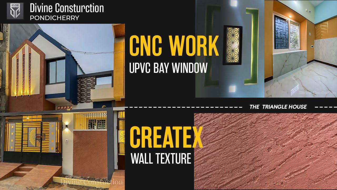 Inside a 1000sqft House with Texture painting, Bay window & Laser cutting done by ...