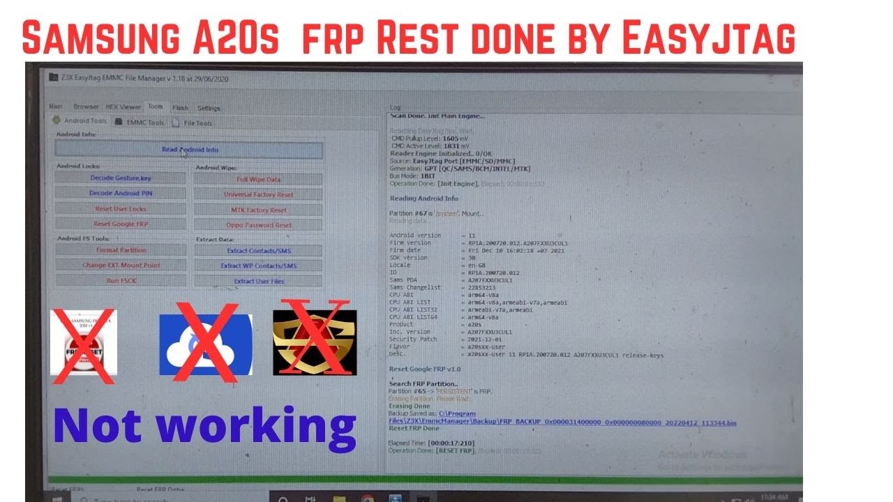 Samsung A20S ( SM-A207F) One Click FRP Rest Done By Easy Jtag PLUS BOX ...
