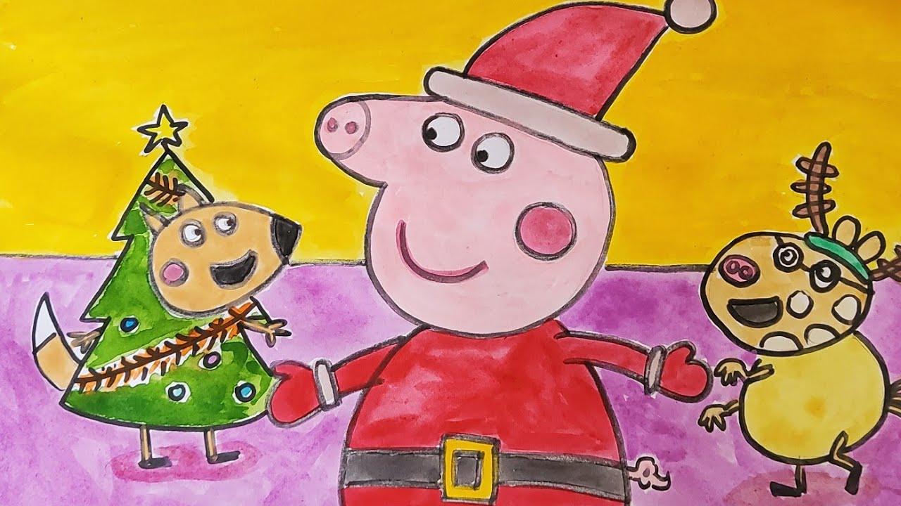 peppa pig cartoon painting | step by step painting | drawing for kids ...
