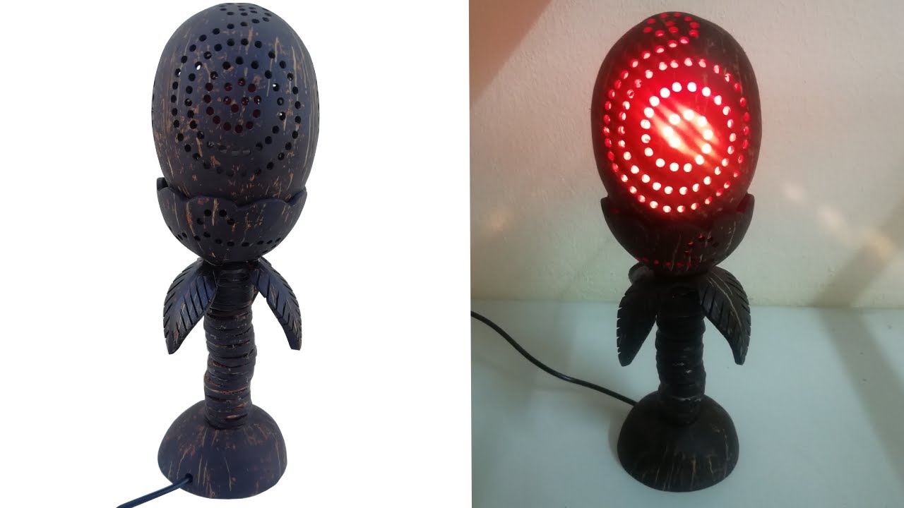 How To Make Bedside Lamp || Night Lamp From Coconut Shell || Lantern ...