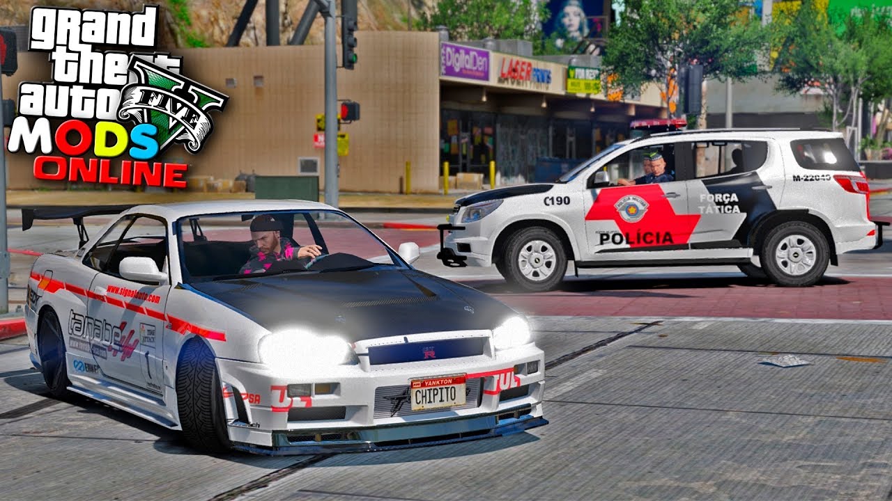 GTA V : ROLE E FUGA - FUGA COM SKYLINE DE DRIFT ! - #20 - YouTube