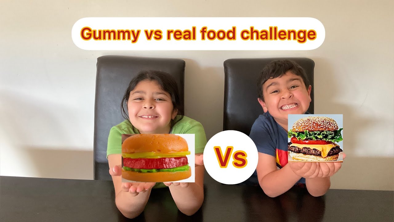 Gummy vs real food challenge - YouTube