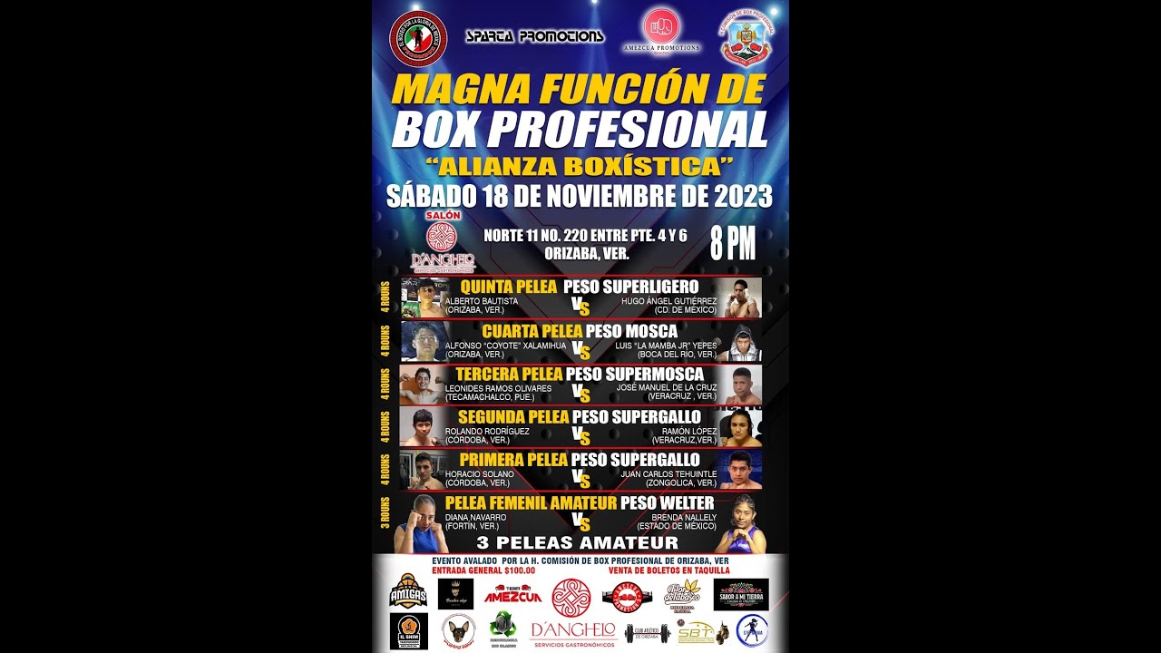 MAGNA FUNCION DE BOX PROFESIONAL ALIANZA BOXISTICA #TVeoDeportesOrizaba ...